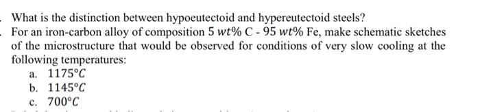 Solved What is the distinction between hypoeutectoid and | Chegg.com