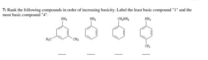 Solved 7: Rank the following compounds in order of | Chegg.com