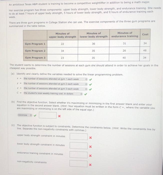 Solved An ambitious Texas A\&M student is training to become | Chegg.com