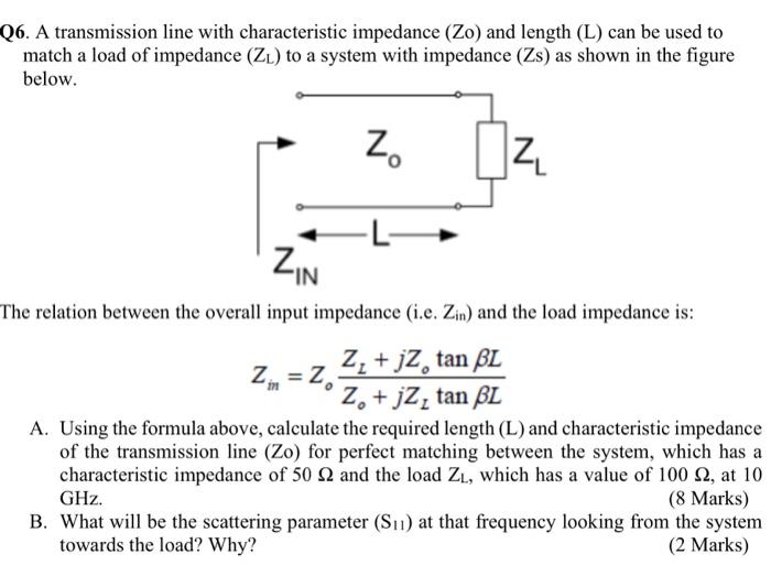 Solved 26. A transmission line with characteristic impedance | Chegg.com