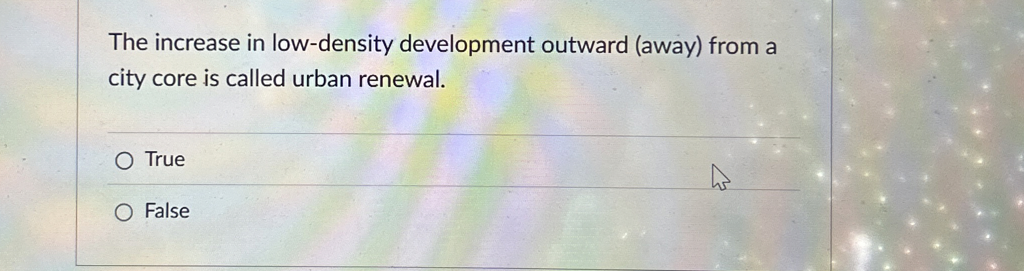 Solved The increase in low-density development outward | Chegg.com