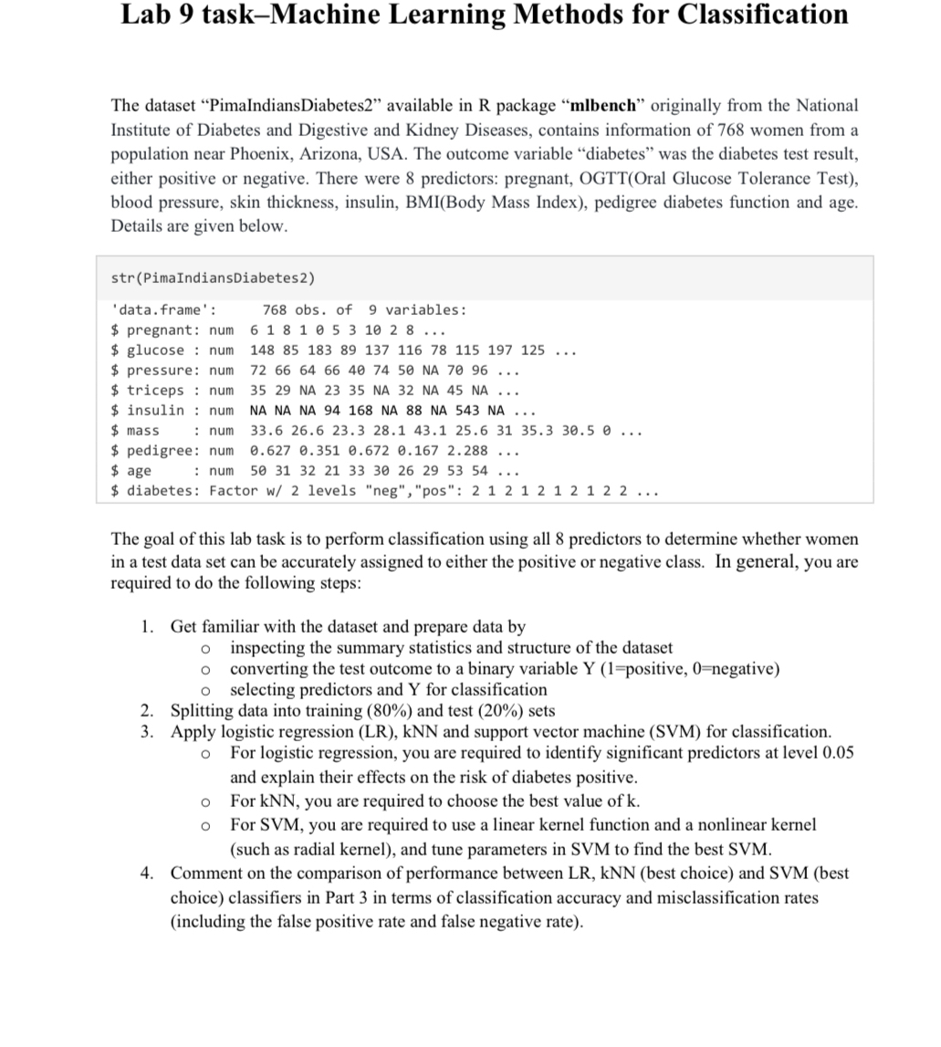 Solved Lab 9 ﻿task-Machine Learning Methods for | Chegg.com