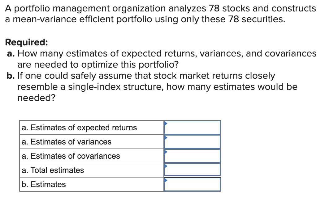 Solved A portfolio management organization analyzes 78 | Chegg.com