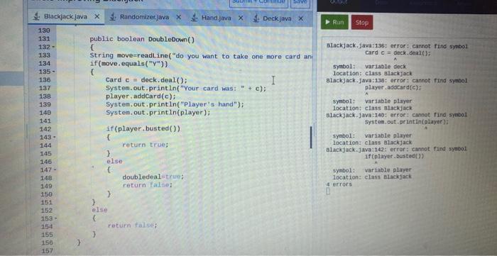 Solved Do you know how fix these errors for blackjack? | Chegg.com