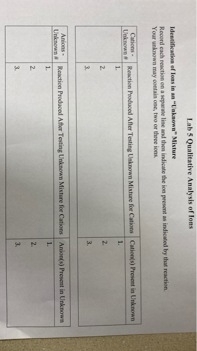 Solved Lab 5 Qualitative Analysis of Ions Objectives: 1. To | Chegg.com