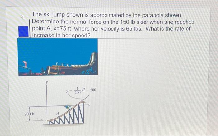 Solved The ski jump shown is approximated by the parabola | Chegg.com