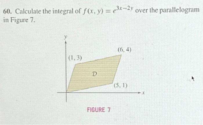 60. Calculate the integral of f(x, y) = 3x-2y over | Chegg.com