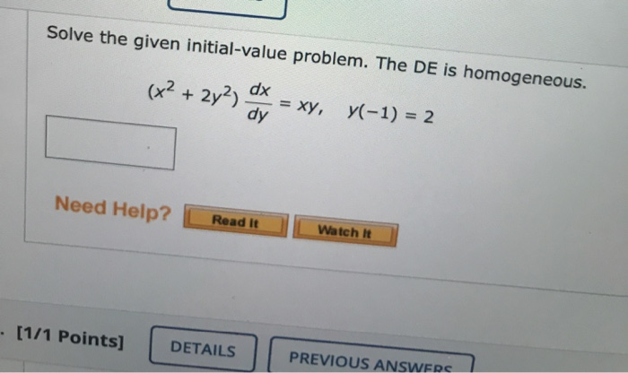 Solved Solve the given initial-value problem. The DE is | Chegg.com
