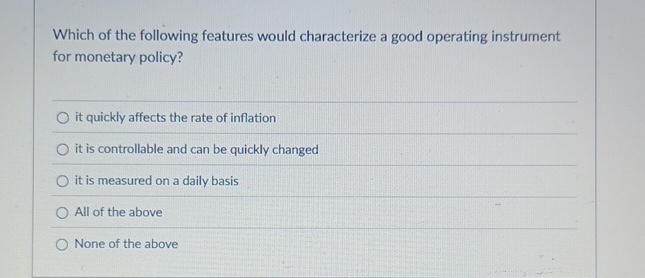 Solved Which of the following features would characterize a | Chegg.com