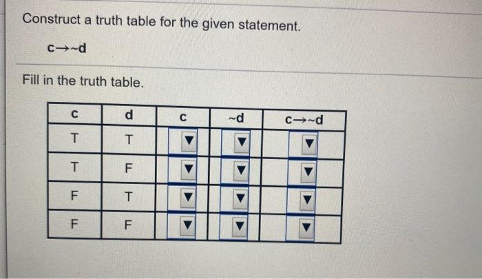 Solved Construct a truth table for the given statement. Cd | Chegg.com