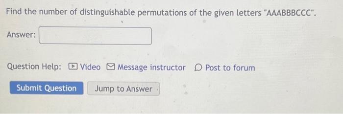 Solved Find The Number Of Distinguishable Permutations Of