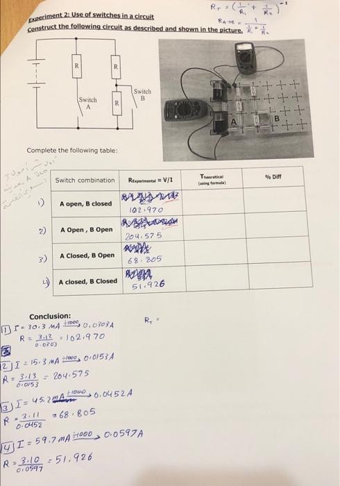 Solved Rr Experiment 2: Use of switches in a circuit | Chegg.com