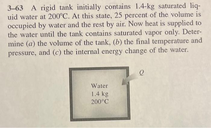 Solved 3-63 A rigid tank initially contains 1.4−kg saturated | Chegg.com