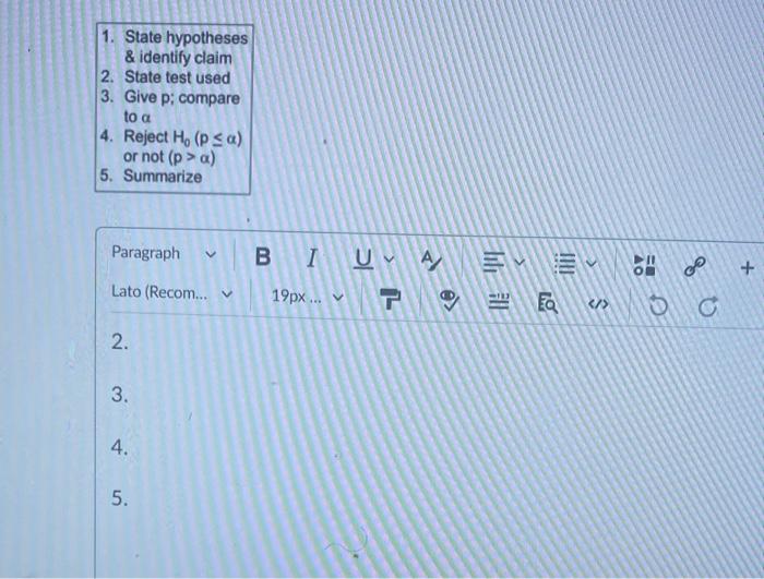 Solved Complete steps 2 through 5 of the hypotheses test for | Chegg.com