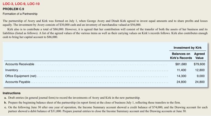 Solved LOC-3, LOC-9, LOC-10 PROBLEM C.9 Formation of a | Chegg.com