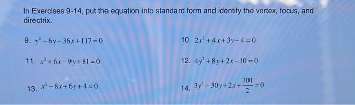 Solved In Exercises 9-14, put the equation into standard | Chegg.com