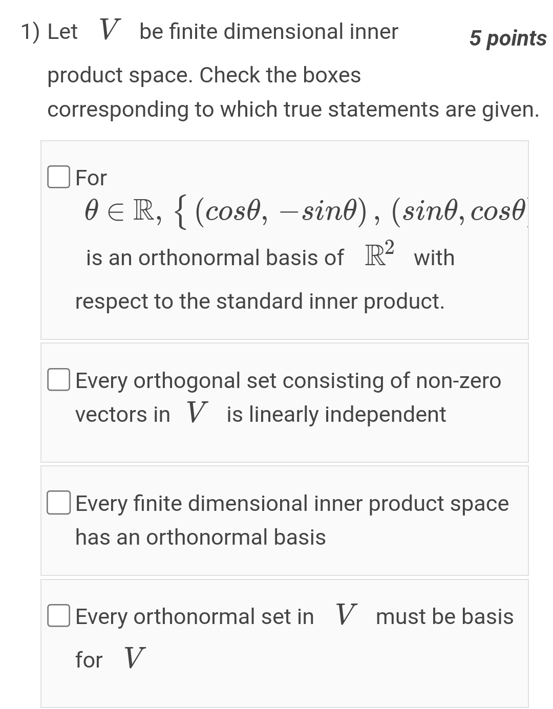 Solved Let V ﻿be finite dimensional inner5 ﻿points product | Chegg.com