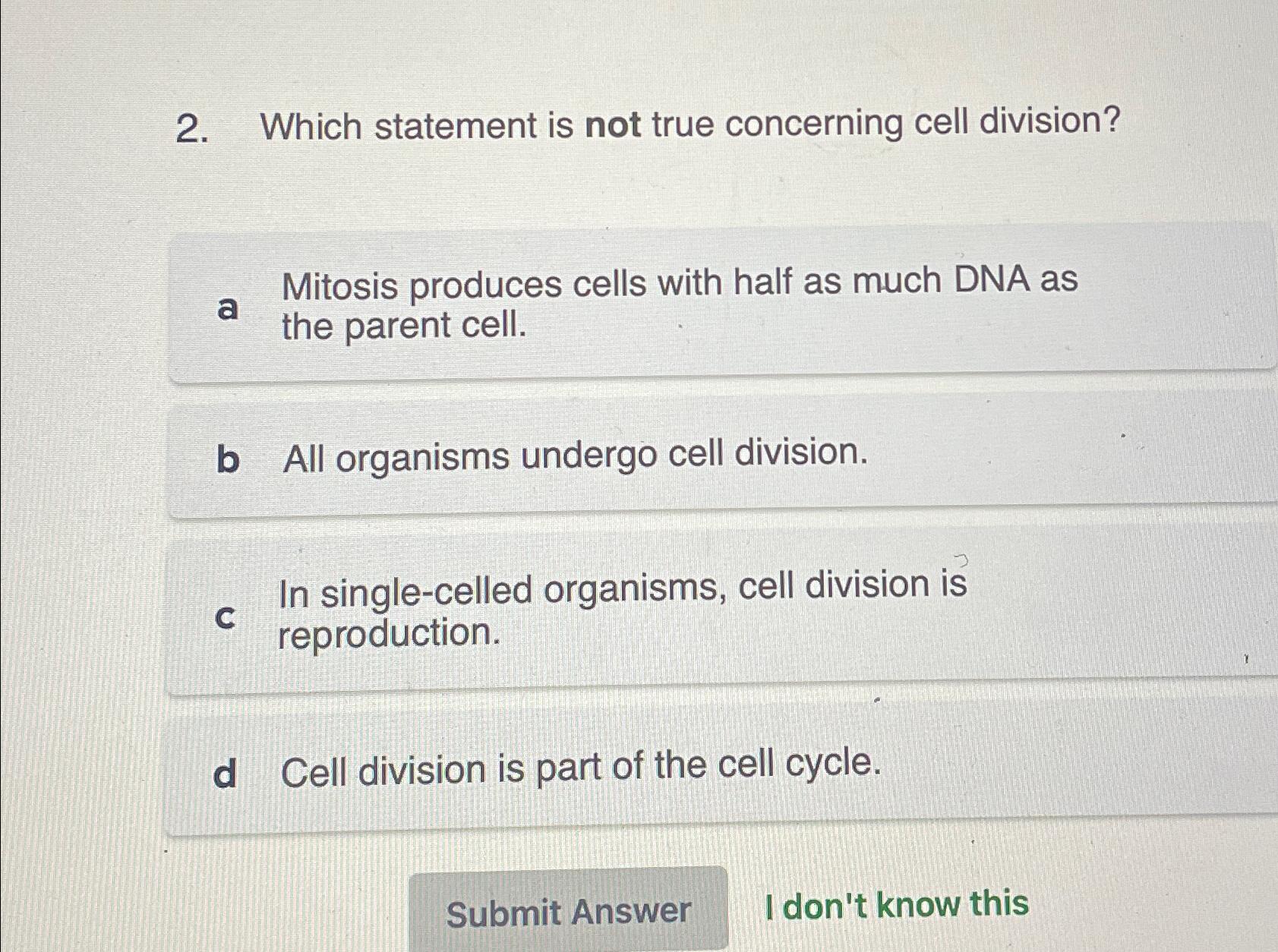 Solved Which statement is not true concerning cell | Chegg.com