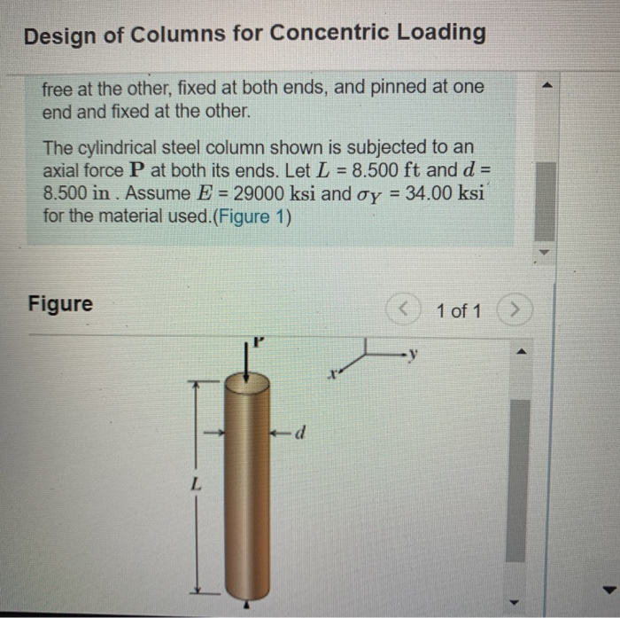 Solved Design of Columns for Concentric Loading free at the | Chegg.com