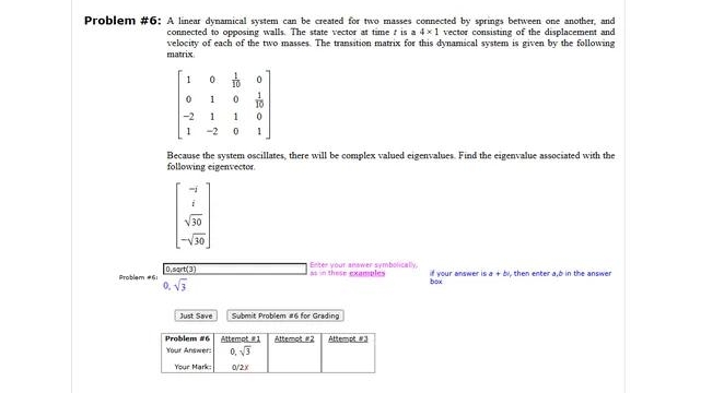 Solved Problem #6: A linear dynamical system can be created | Chegg.com