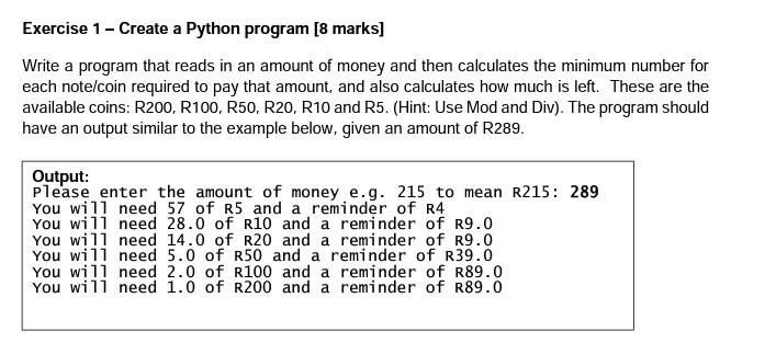 Solved Exercise 1 Create A Python Program 8 Marks Write 4475
