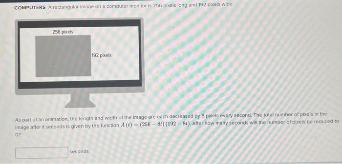 Solved COMPUTERS A rectangular image on a computer monitor | Chegg.com