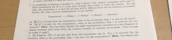 Solved 2 A Transmitter Is Sending M Age By Using A Binary