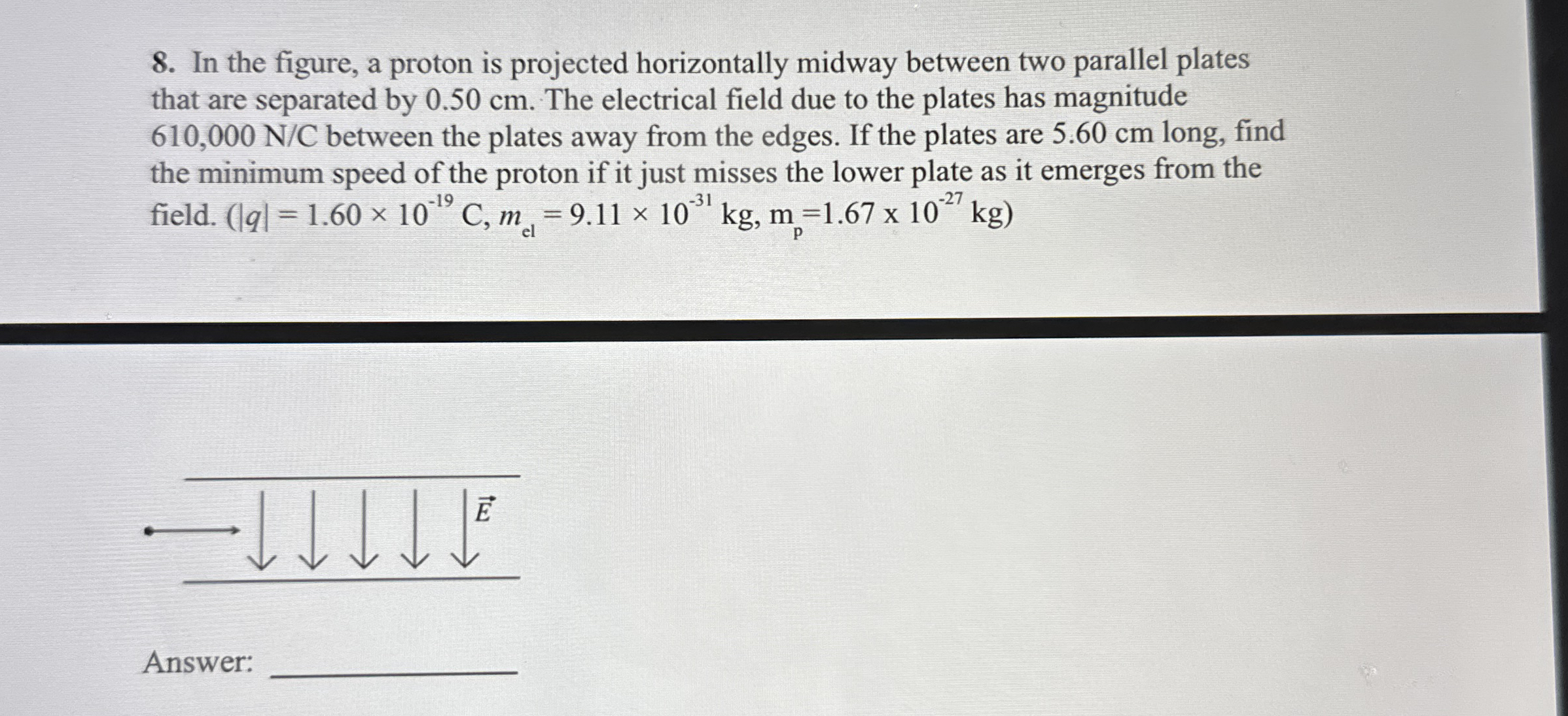 Solved In the figure, a proton is projected horizontally | Chegg.com