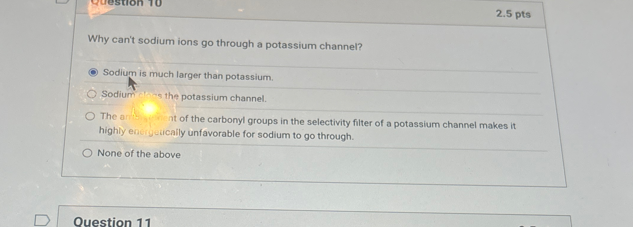 Solved Why can't sodium ions go through a potassium | Chegg.com