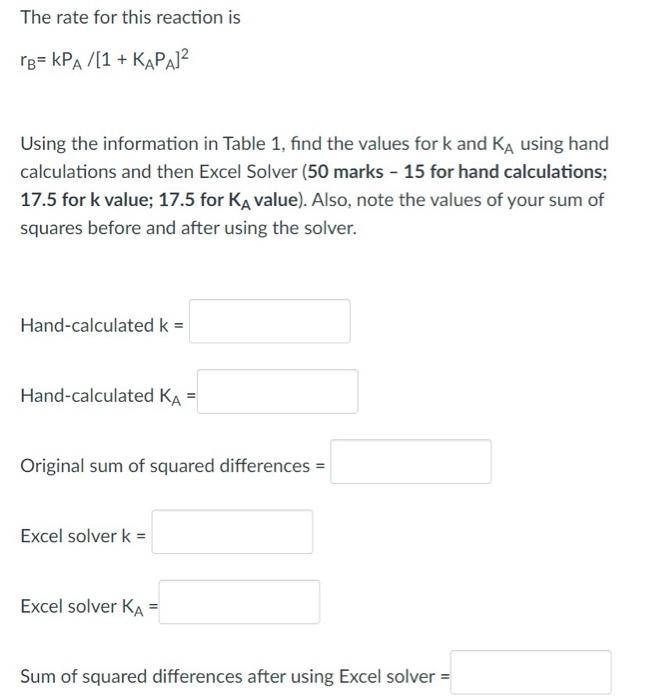Solved You have a reaction: A B+C The data in Table 1 give | Chegg.com