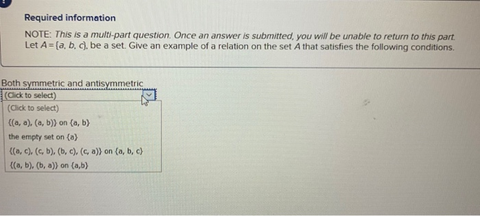 Solved Required information NOTE: This is a multi-part | Chegg.com