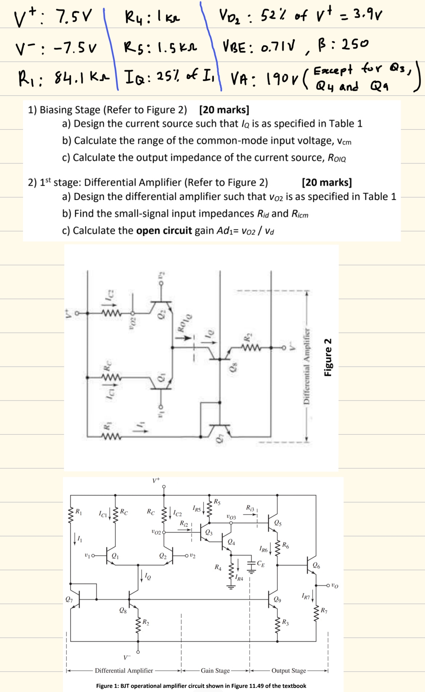 Solved Biasing Stage (Refer to Figure 2) [20 ﻿Marks] ﻿a) | Chegg.com