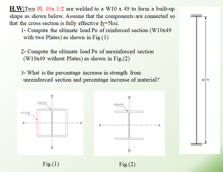 Solved H.W:Two PL 10x 1/2 are welded to a W10 x 49 to form a | Chegg.com