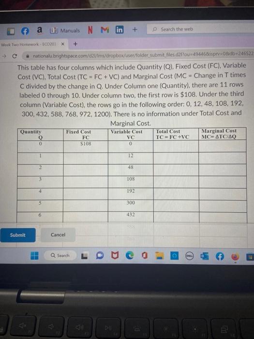This table has four columns which include Quantity | Chegg.com