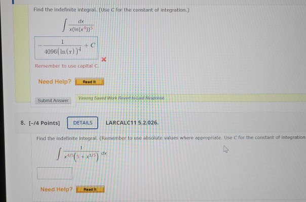 Solved Find the indefinite integral (Use C for the constant | Chegg.com
