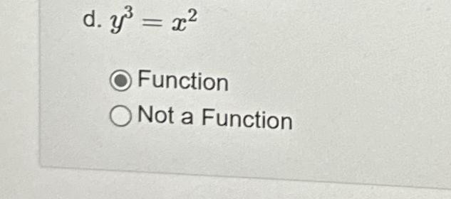 Solved d. y3=x2FunctionNot a Function | Chegg.com