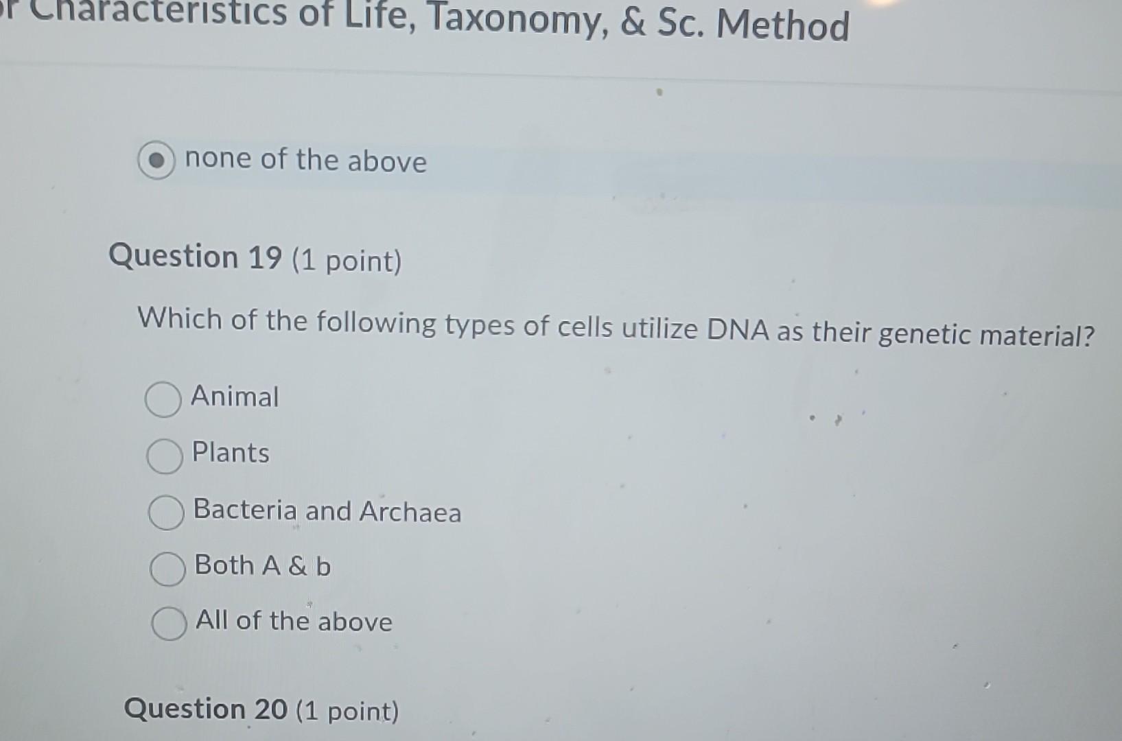 Solved Cnaracteristics of Life, Taxonomy, \& Sc. Method none | Chegg.com