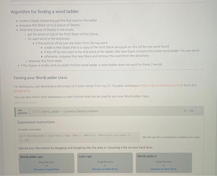 Solved Write a word ladder program. Word ladder is a fun and | Chegg.com