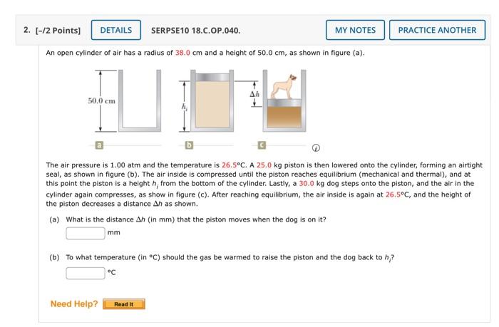 Solved An open cylinder of air has a radius of 38.0 cm and a | Chegg.com