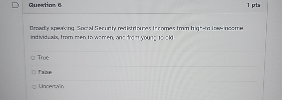 Solved Question 61 ﻿ptsBroadly speaking, Social Security | Chegg.com