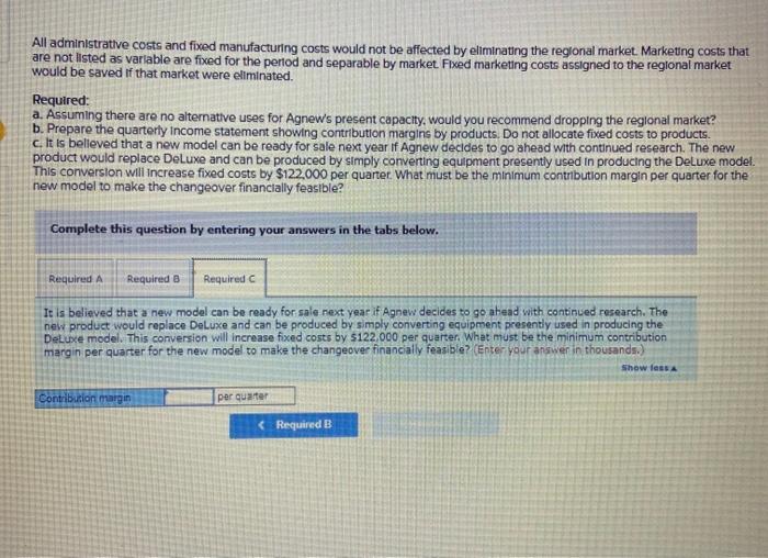 Solved Problem 4-64 (Algo) Decision Whether to Add or Drop | Chegg.com