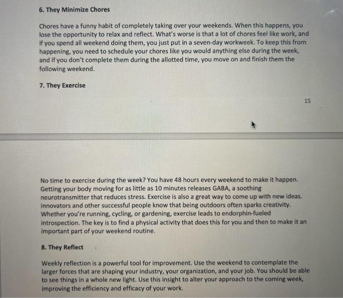Solved How Successful People Spend Their Weekends Adapted | Chegg.com