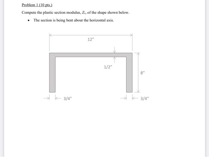 Solved Problem 1 (10 pts.) Compute the plastic section | Chegg.com