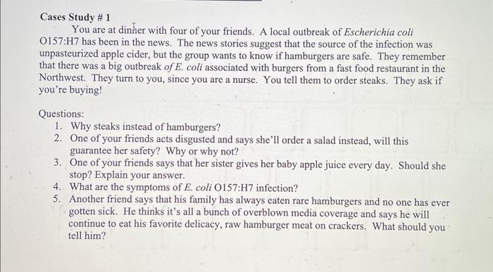 Solved Cases Study \#1 You are at dinaser with four of your | Chegg.com