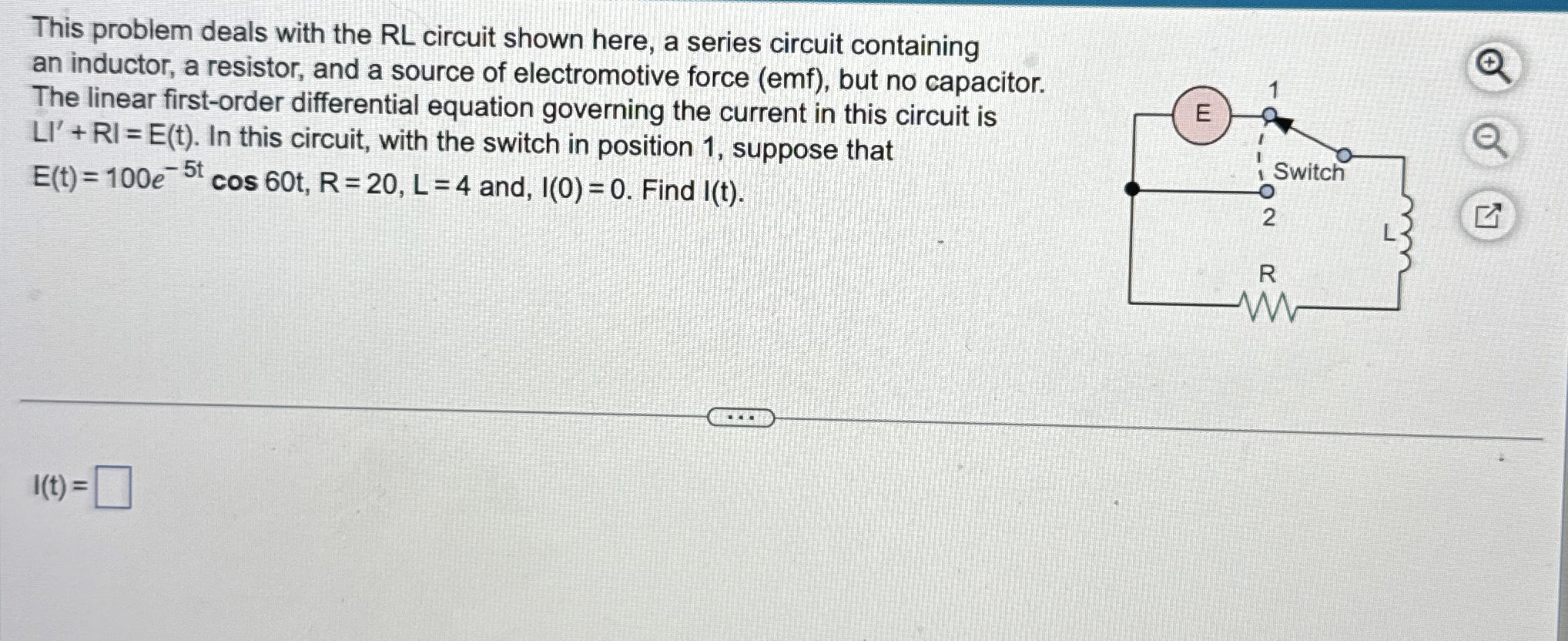Solved This problem deals with the RL circuit shown here, a | Chegg.com