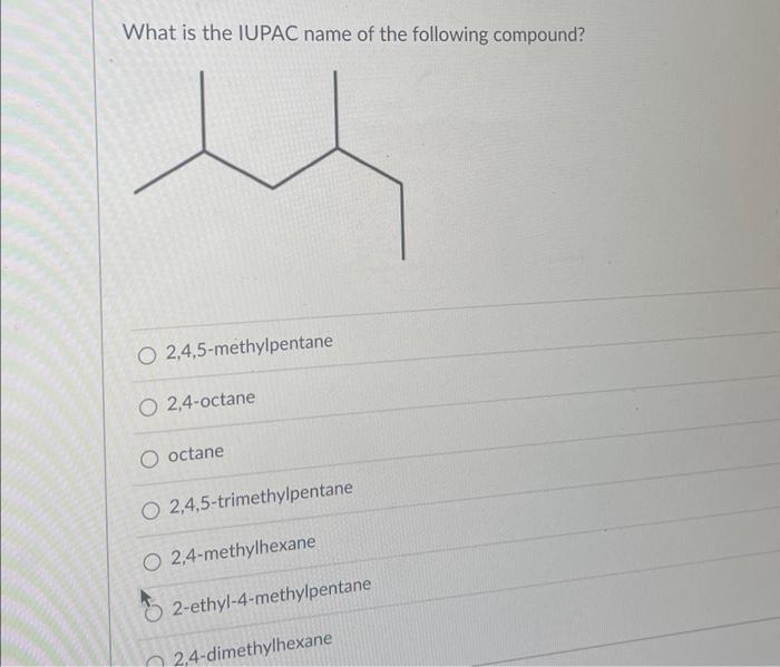 Solved What is the IUPAC name of the following compound? | Chegg.com