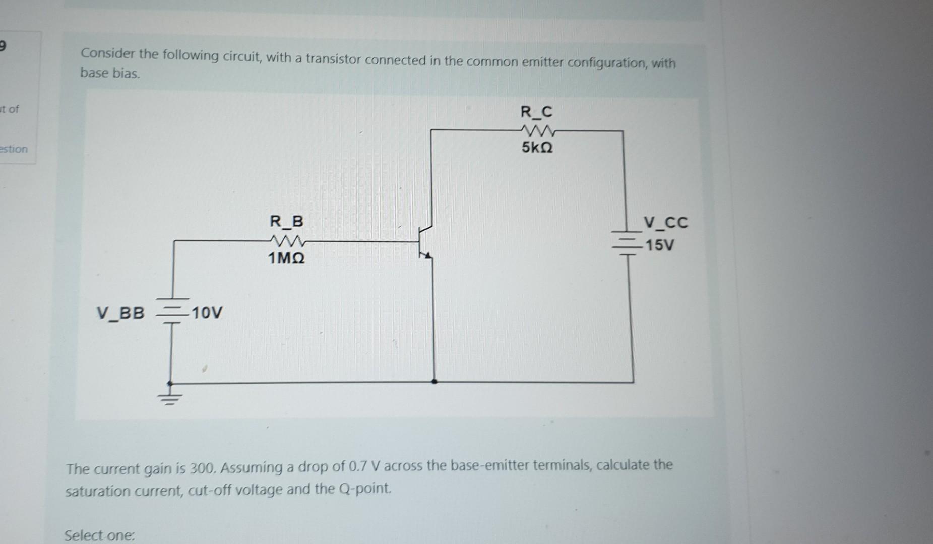 Solved Consider the following circuit, with a transistor | Chegg.com