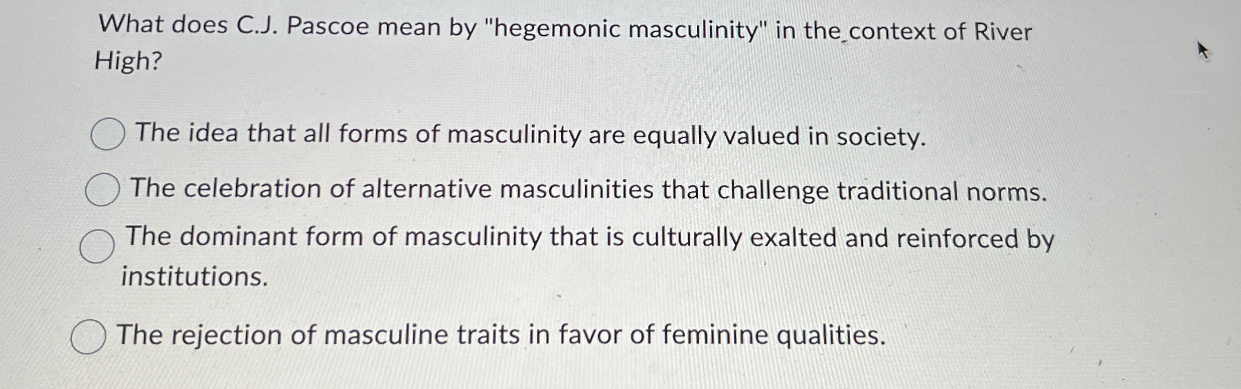 Solved What does C.J. ﻿Pascoe mean by "hegemonic | Chegg.com