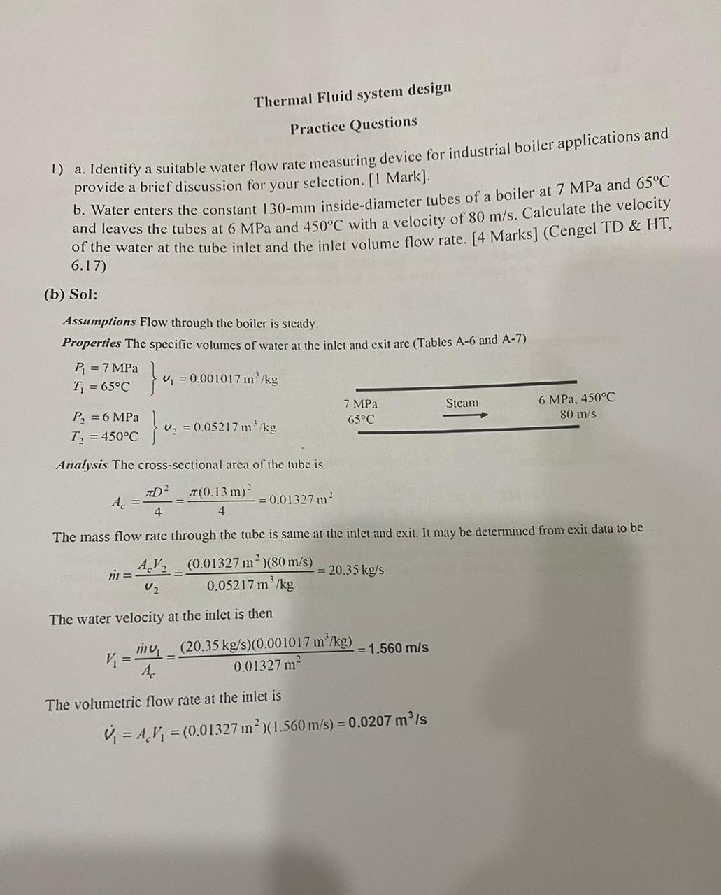 Solved 1) a. Identify a suitable water flow rate measuring | Chegg.com