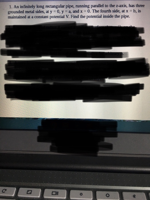 Solved 1. An infinitely long rectangular pipe, running | Chegg.com